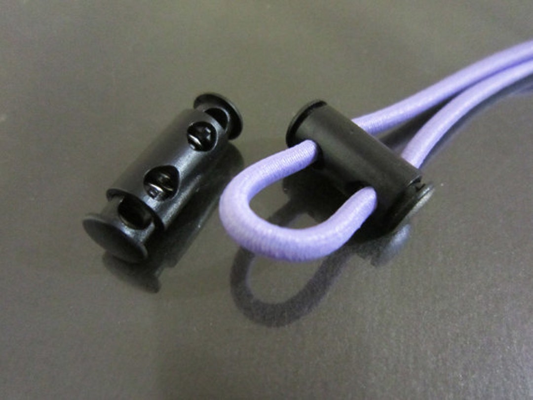 Finding - 2 Pcs Black Plastic Round Buckle Clamp End Lock Cord With Two ...