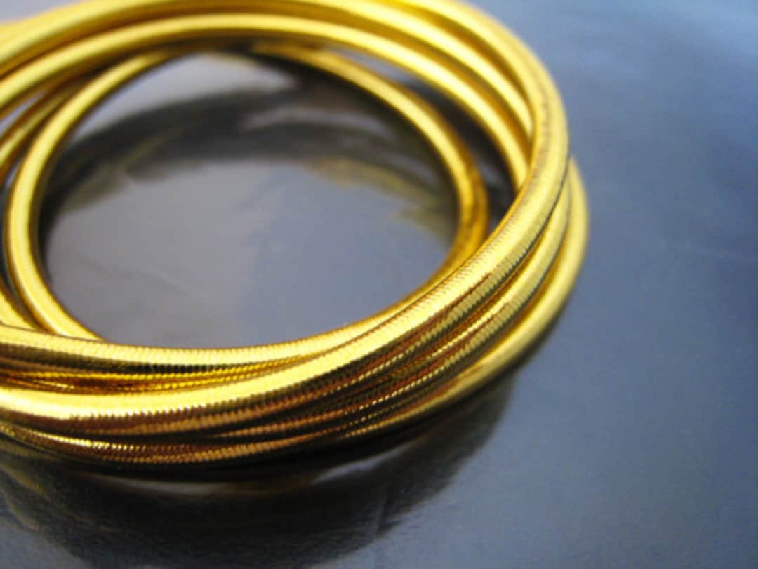 Gold - 3 Yard of 2mm Gold Metallic Round Stretch Elastic Drawcord Rope ...