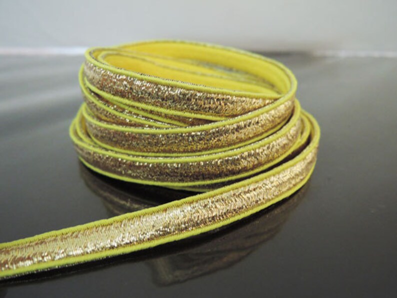 Elastic Cord 7mm Metallic Gold and Yellow Flat Stretch - Etsy