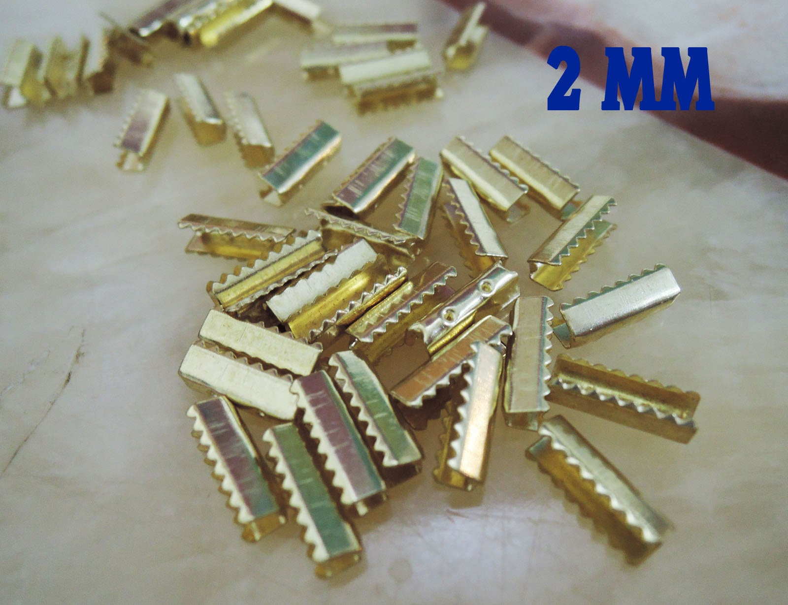Finding - 10 Pcs Gold Metal Fold Over Strong Crimp Head Clips Without ...