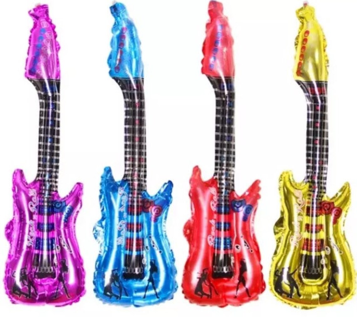 Guitar Balloons - 30 Inch Guitar Balloon Music Balloon Gold Red or Blue ...