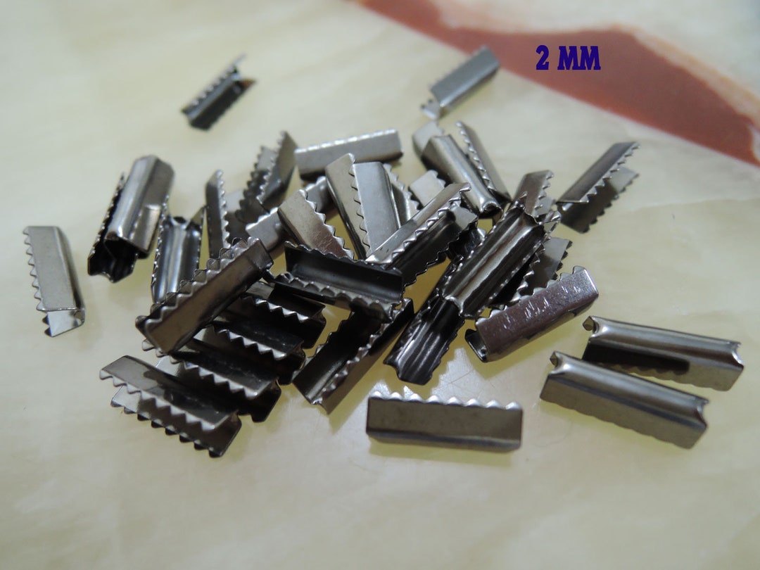 Finding - 10 Pcs Gunmetal Black Metal Fold Over Strong Crimp Head Clips ...