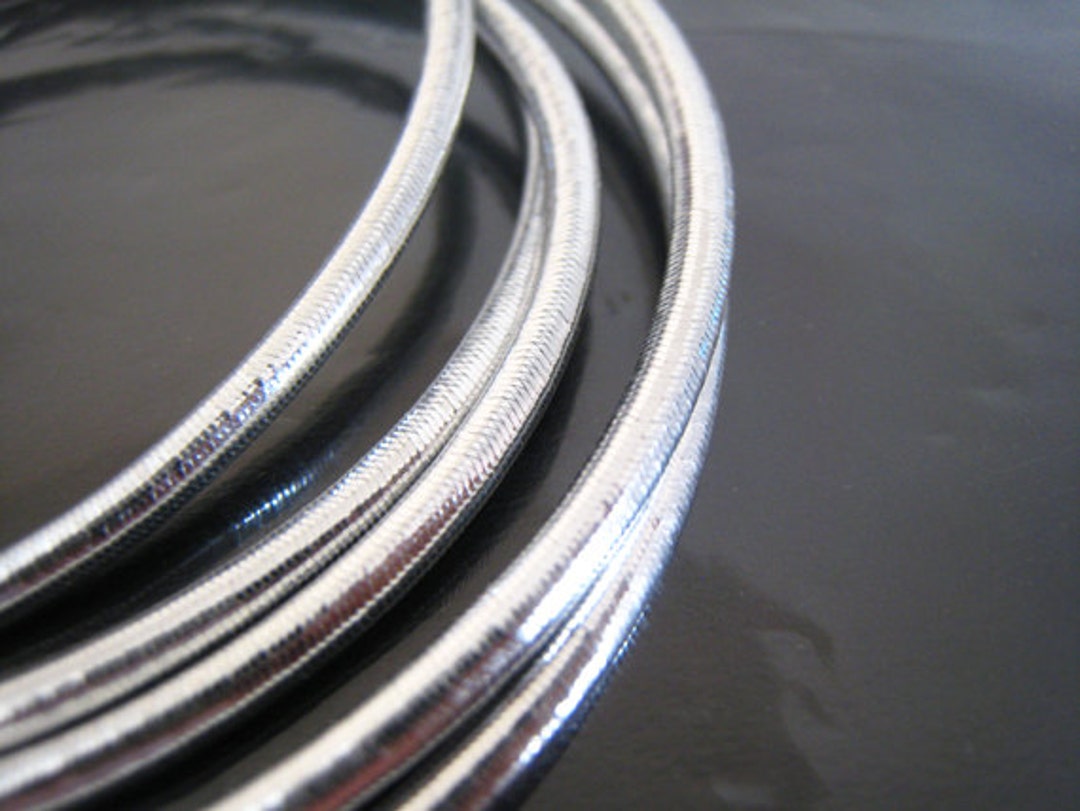Silver - 5 Yards of 3mm Silver Metallic Round Stretch Elastic Drawcord ...