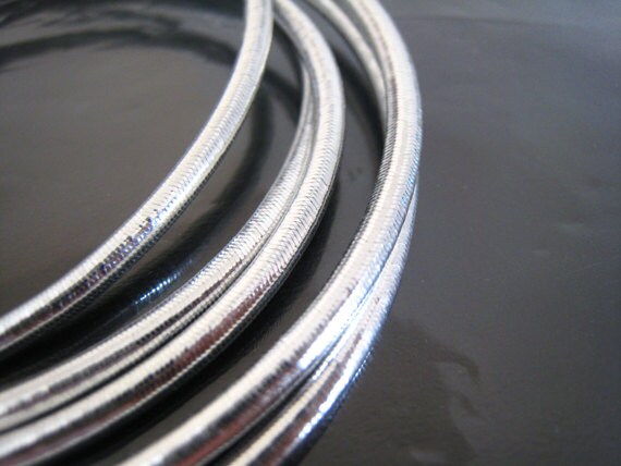 Silver - 5 Yards of 3mm Silver Metallic Round Stretch Elastic Drawcord ...