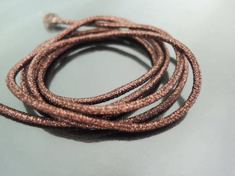 Elastic Cord 2mm - Metallic Brown Round Stretch Elastic Drawcord Rope ...
