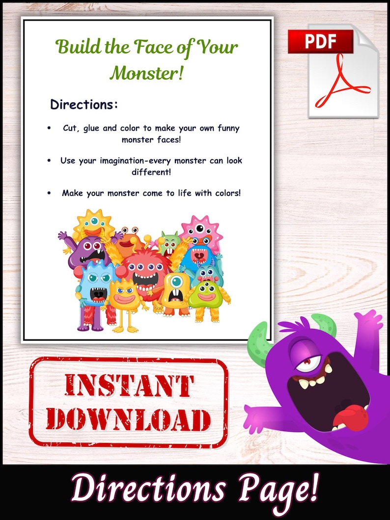 Halloween Build a Monster Printable for Kids, Cut & Paste Craft ...