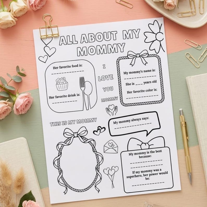 Mother's Day Activity Book: Kids Interview & Coloring Pages (PDF) - Etsy