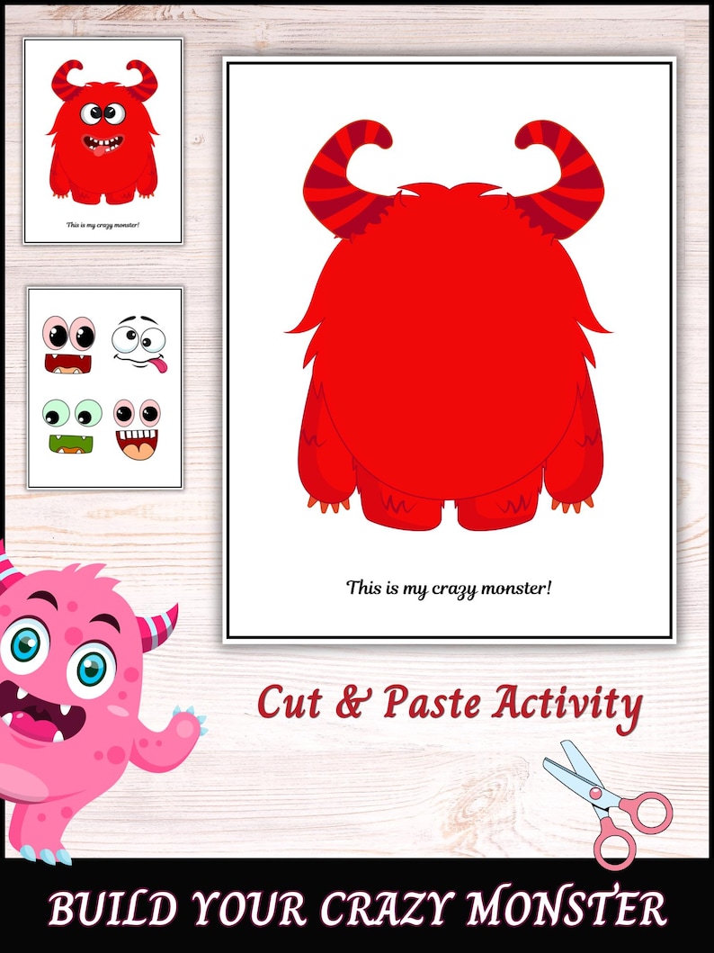 Halloween Build a Monster Printable for Kids, Cut & Paste Craft ...