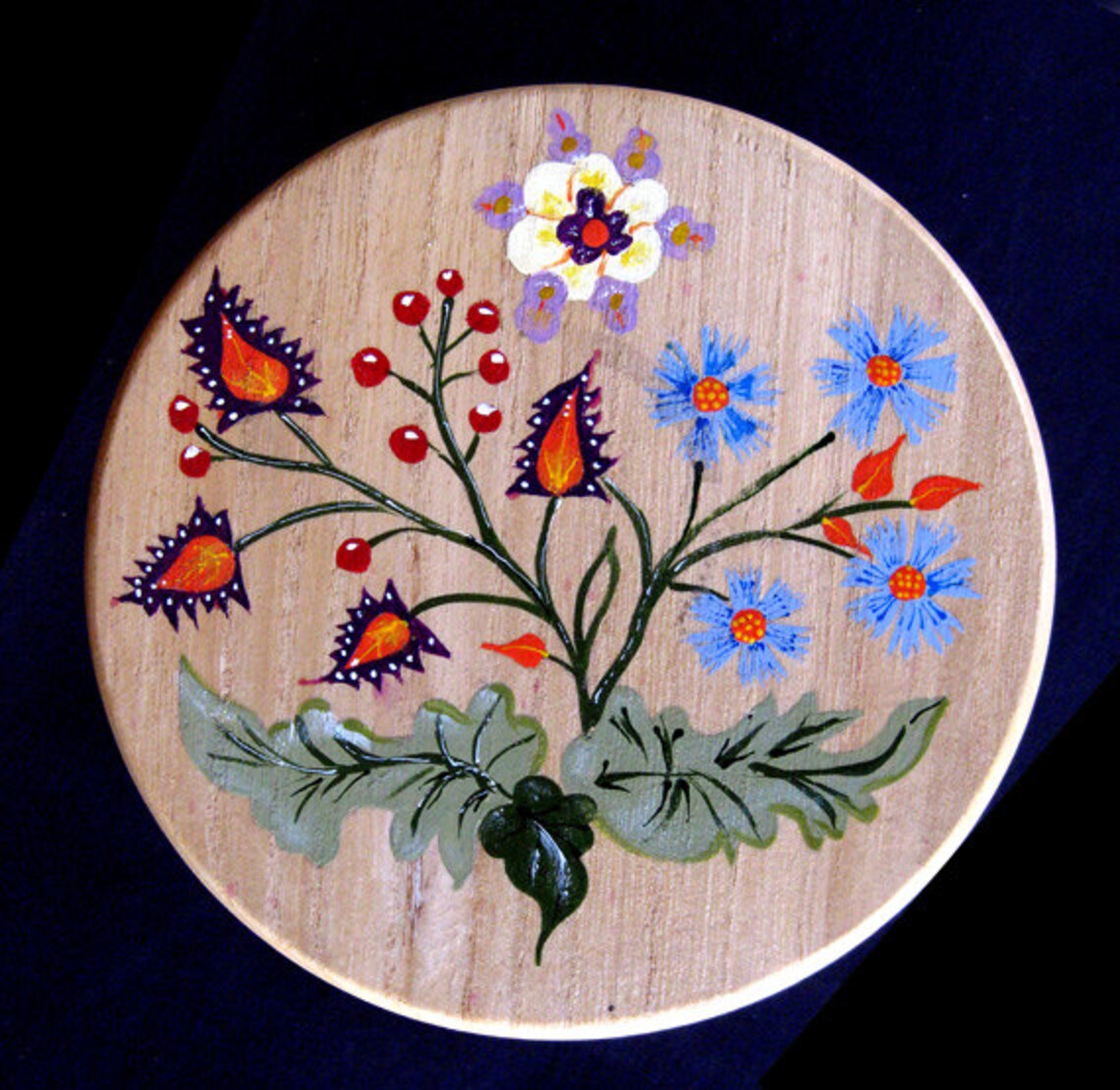 FLORAL LIDDED BOX, an Original, Hand Painted, Wooden Lidded Box With ...