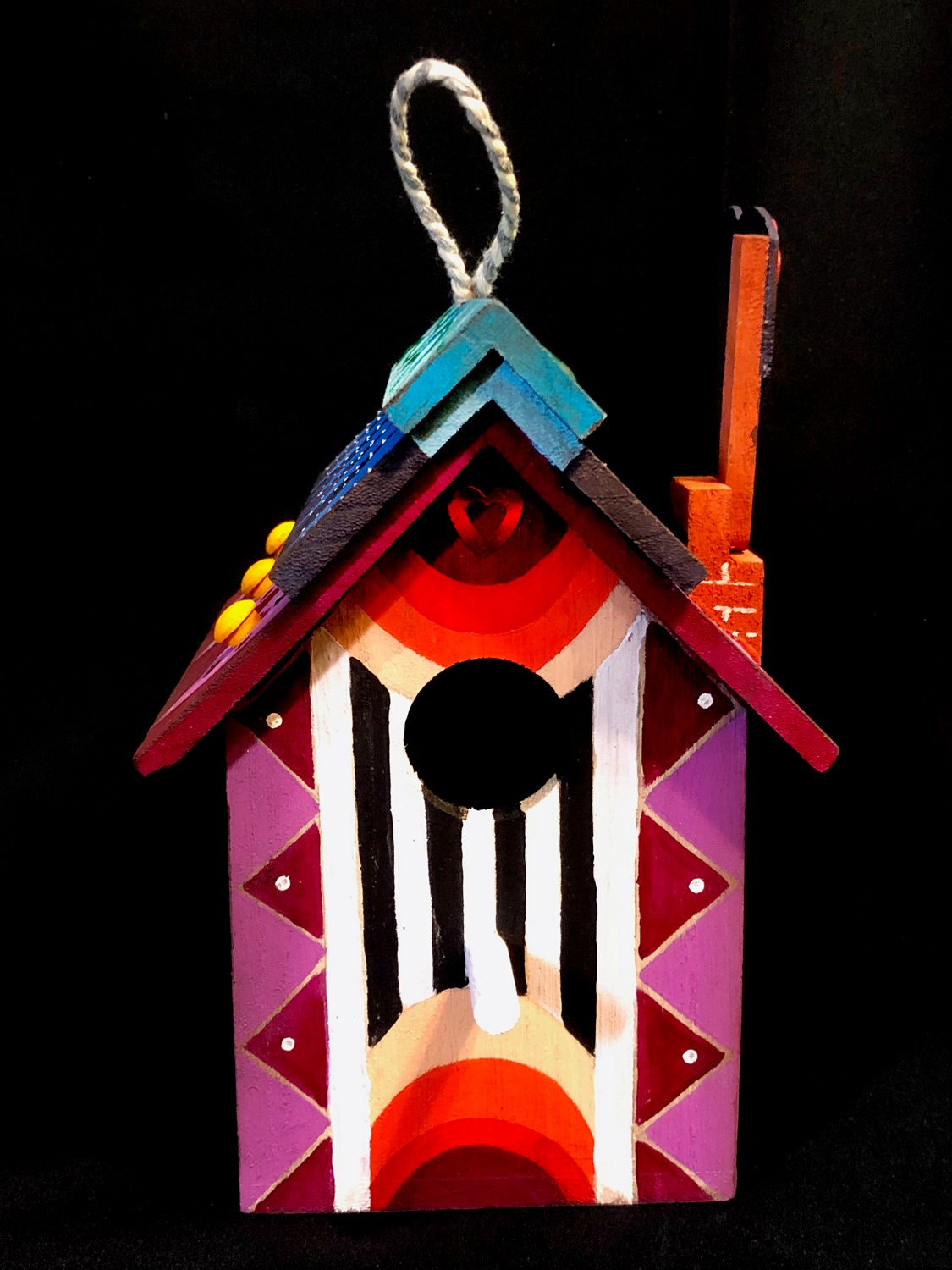 GEOMETRIC BIRDHOUSE 1: A Hand Painted Mid Century Modern | Etsy