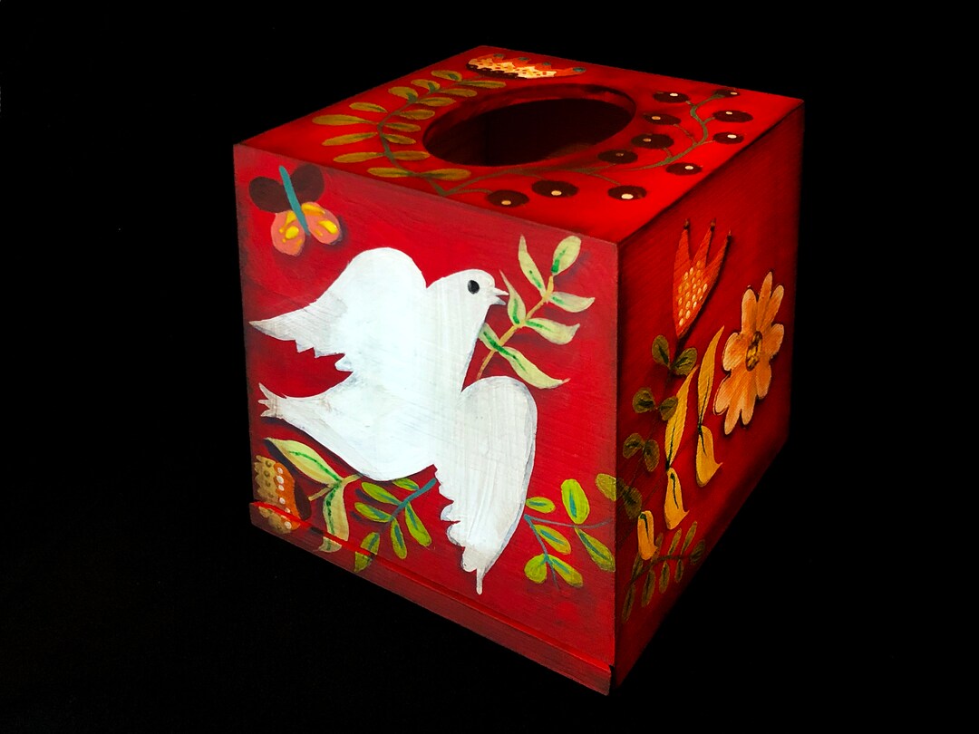 DOVE TISSUE BOX: A Hand Painted Folk Art Inspired Tissue Box Holder - Etsy