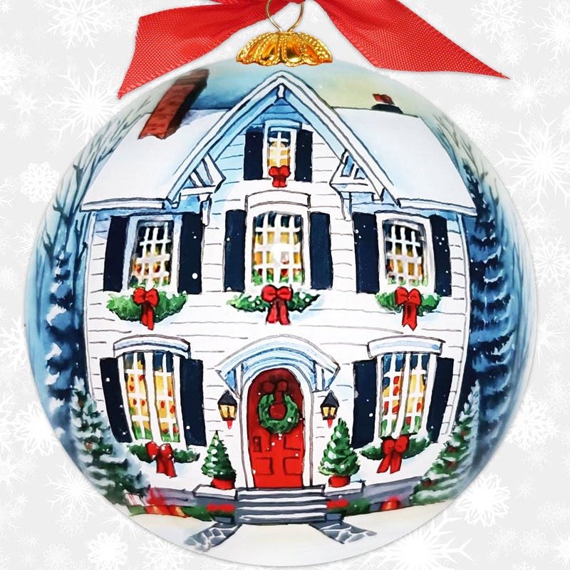Glass Ornament Blue House - Etsy
