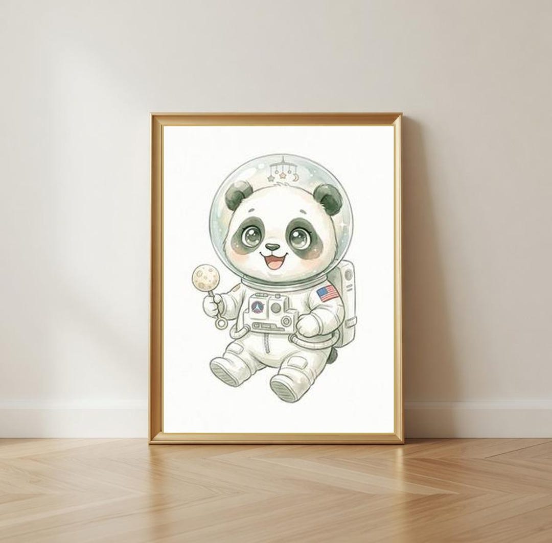 Baby Panda Astronaut Print | Space Nursery Wall Art | Digital Download ...