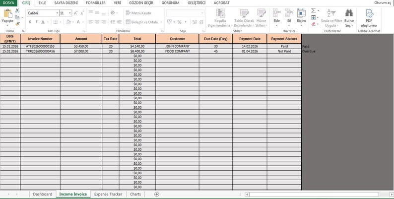 Business Finance Tracker Excel Template - Invoice , Income & Expense ...