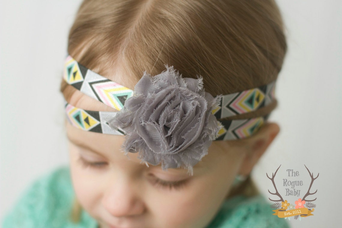 Aztec Headband Double Band Gray Black Pink Yellow Aqua - Etsy