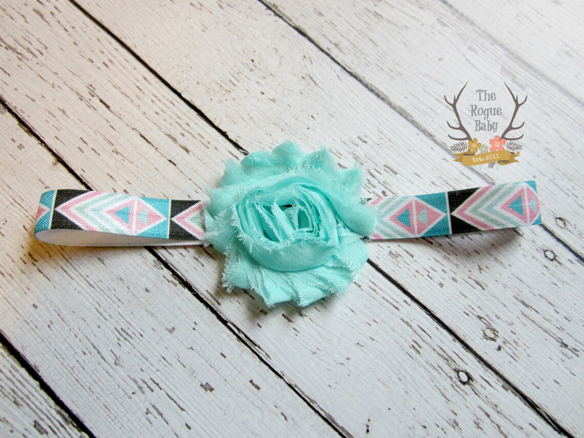 Aztec Headband Baby Headband Aqua White Pink Black Mint - Etsy