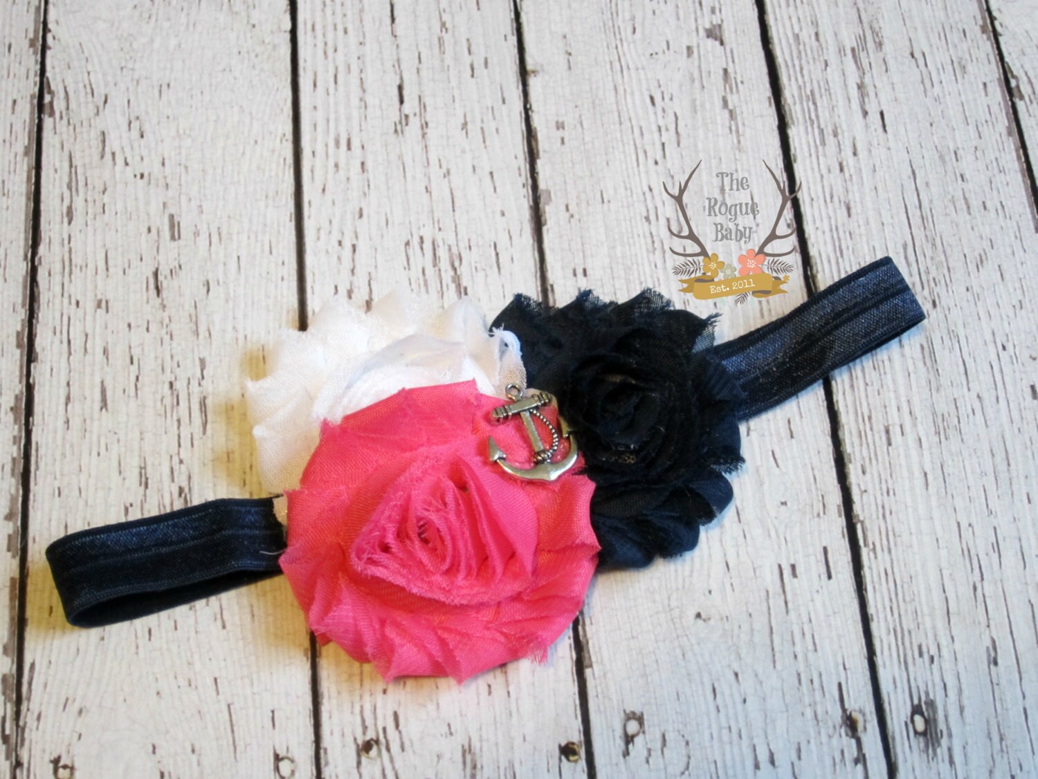 Nautical Anchor Headband Navy Blue Hot Pink White Baby | Etsy