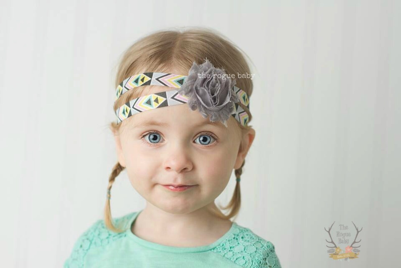 Aztec Headband Double Band Gray Black Pink Yellow Aqua - Etsy