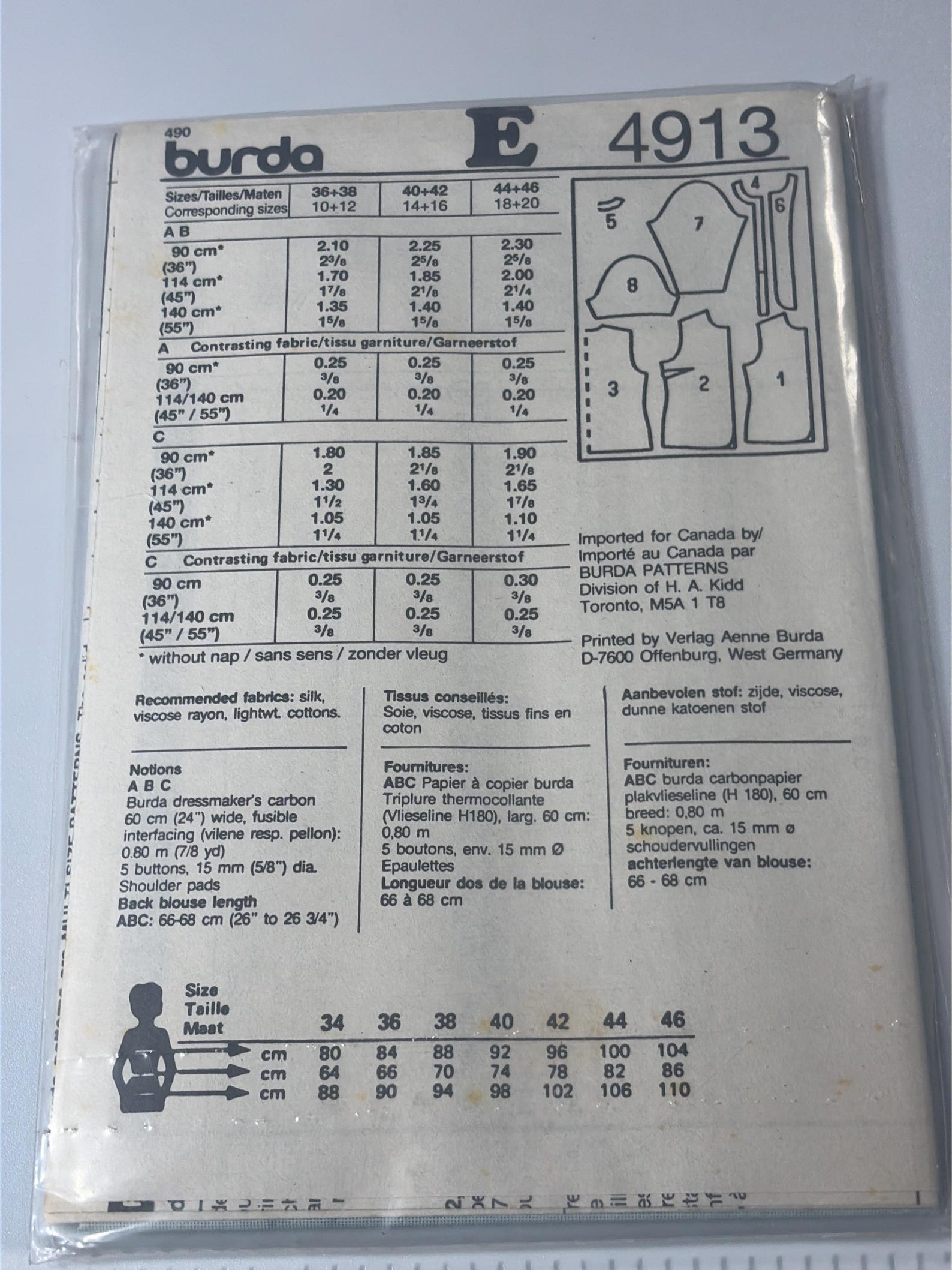 Burda 4913 Vintage Sewing Pattern - Etsy UK