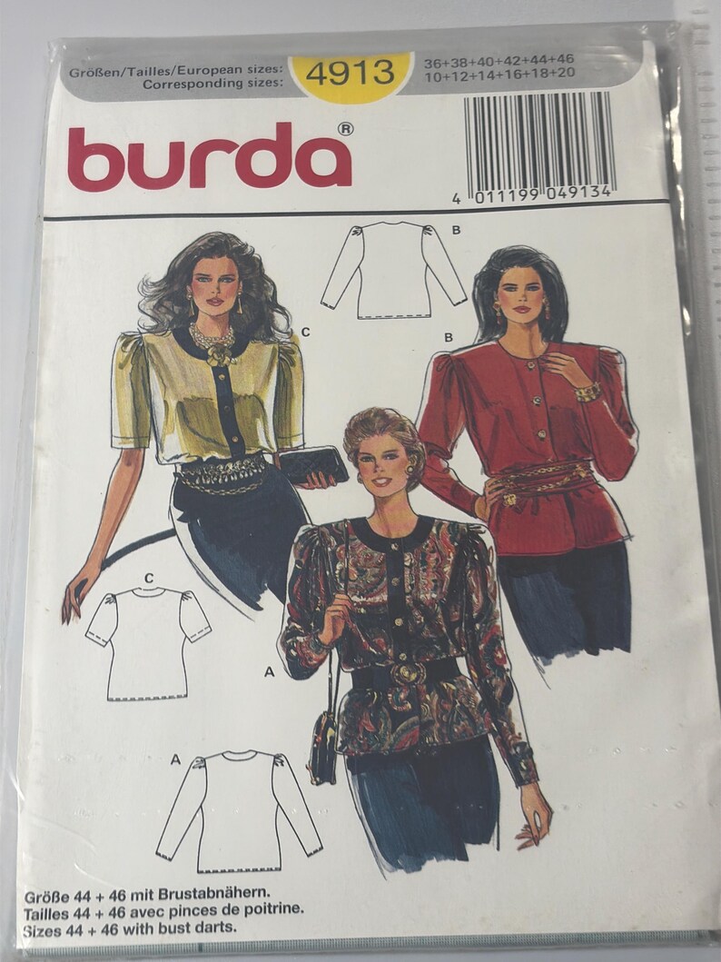 Burda 4913 Vintage Sewing Pattern - Etsy UK