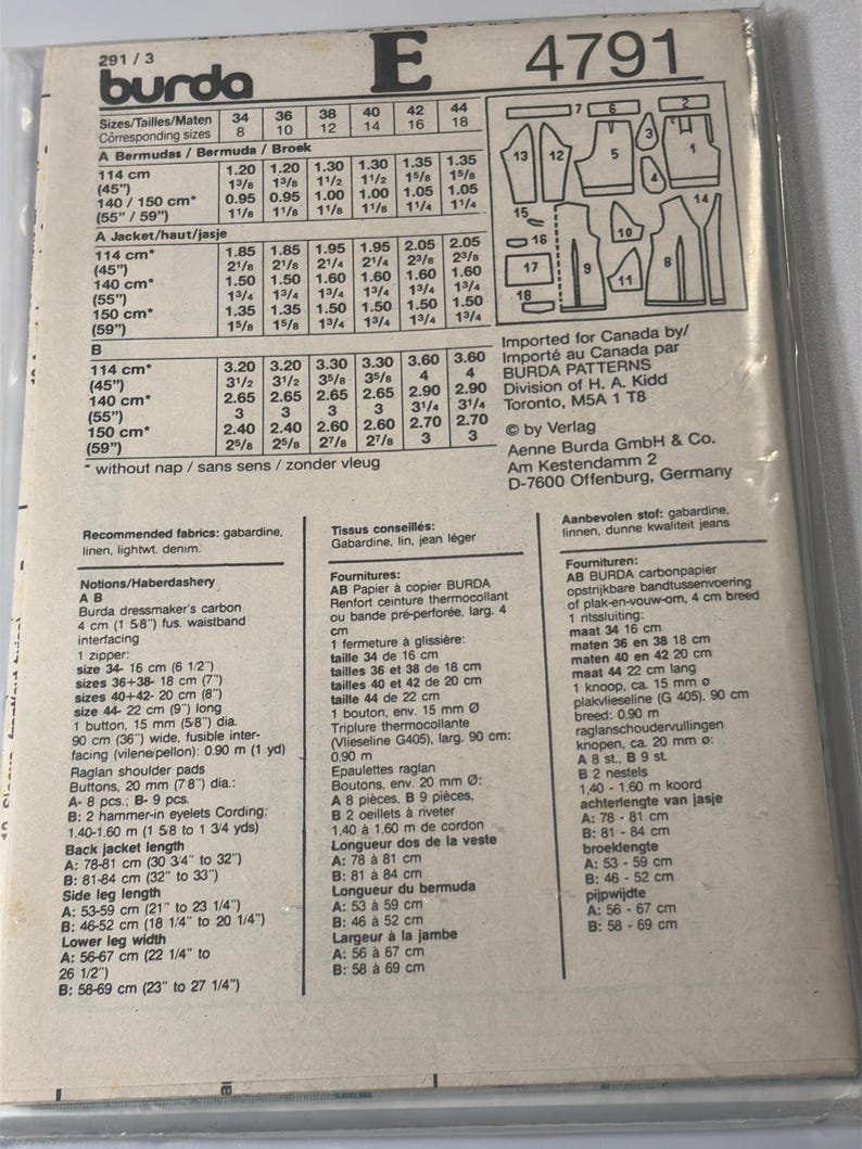Burda 4791 Vintage Sewing Pattern - Etsy UK