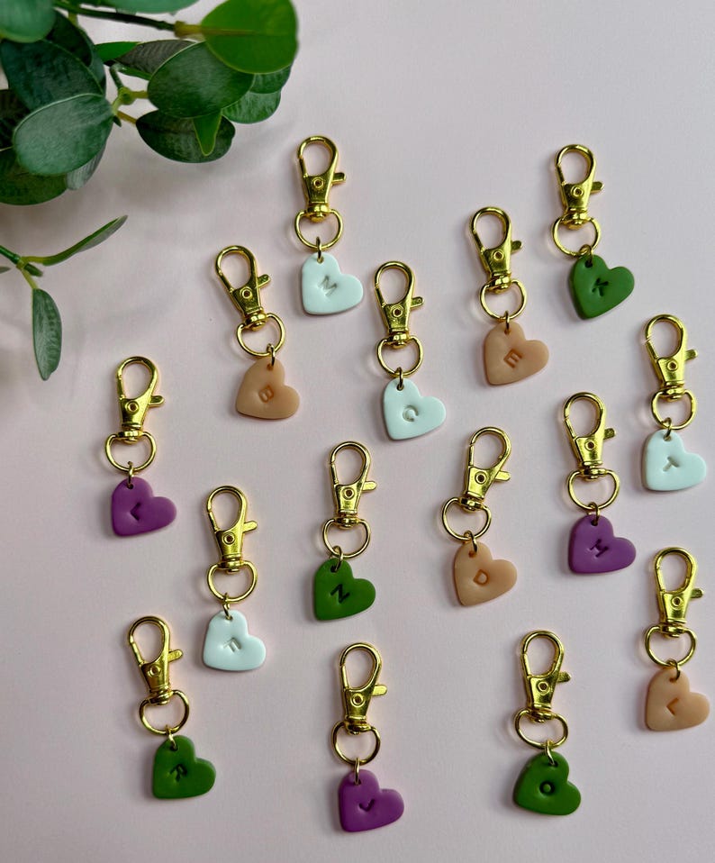 Personalized Initial Bag Charm | Handmade Polymer Clay Letter Charm - Etsy