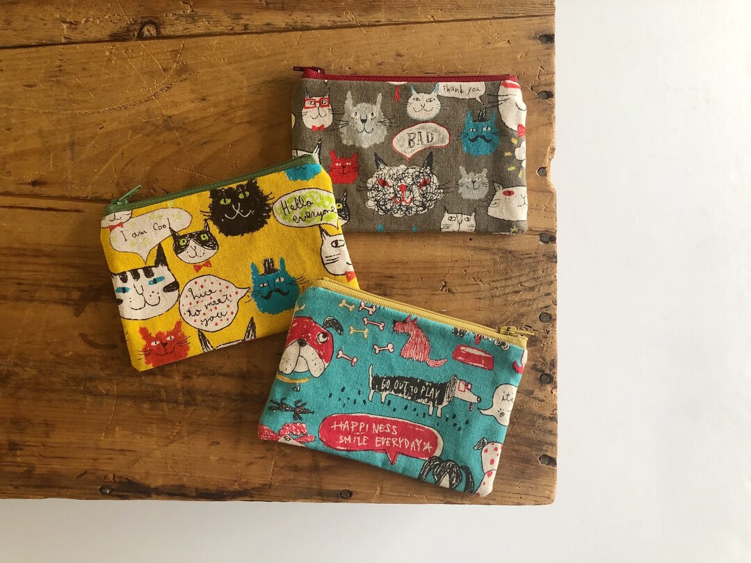 Cat Coin Pouches, Cute Kitty Cat, Cute Dog, Small Zipper Pouch ...