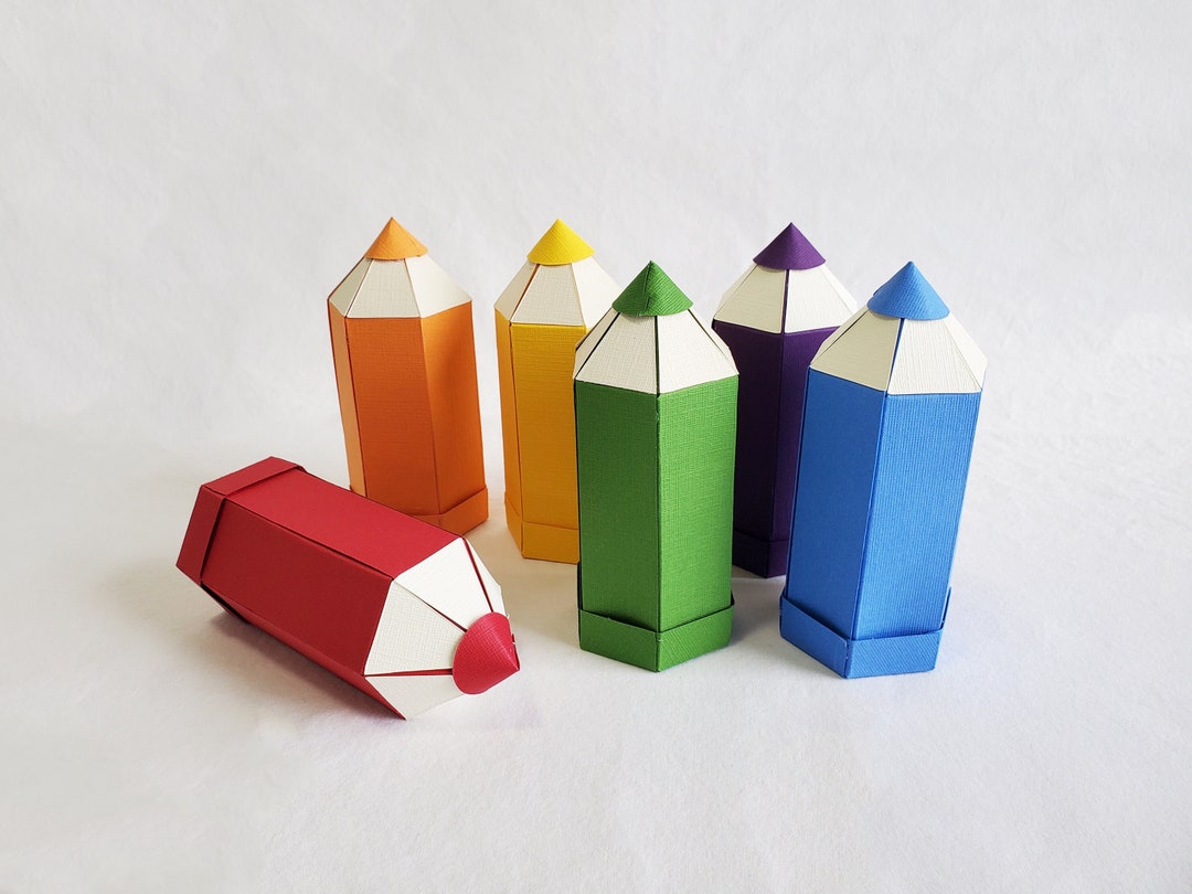Large Colored Paper Pencil Boxes | Party Favors | Gift Box – Set of 6 ...
