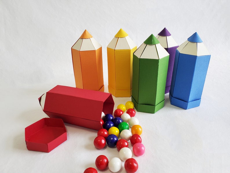 Large Colored Paper Pencil Boxes | Party Favors | Gift Box – Set of 6 ...