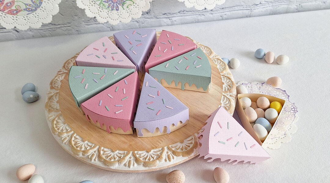 Cake Slice With Drip Icing Lids Gift Boxes | Party Favors – Set of 8 - Etsy