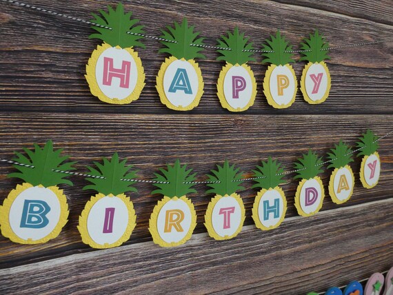 Pineapple Happy Birthday Banner - Etsy