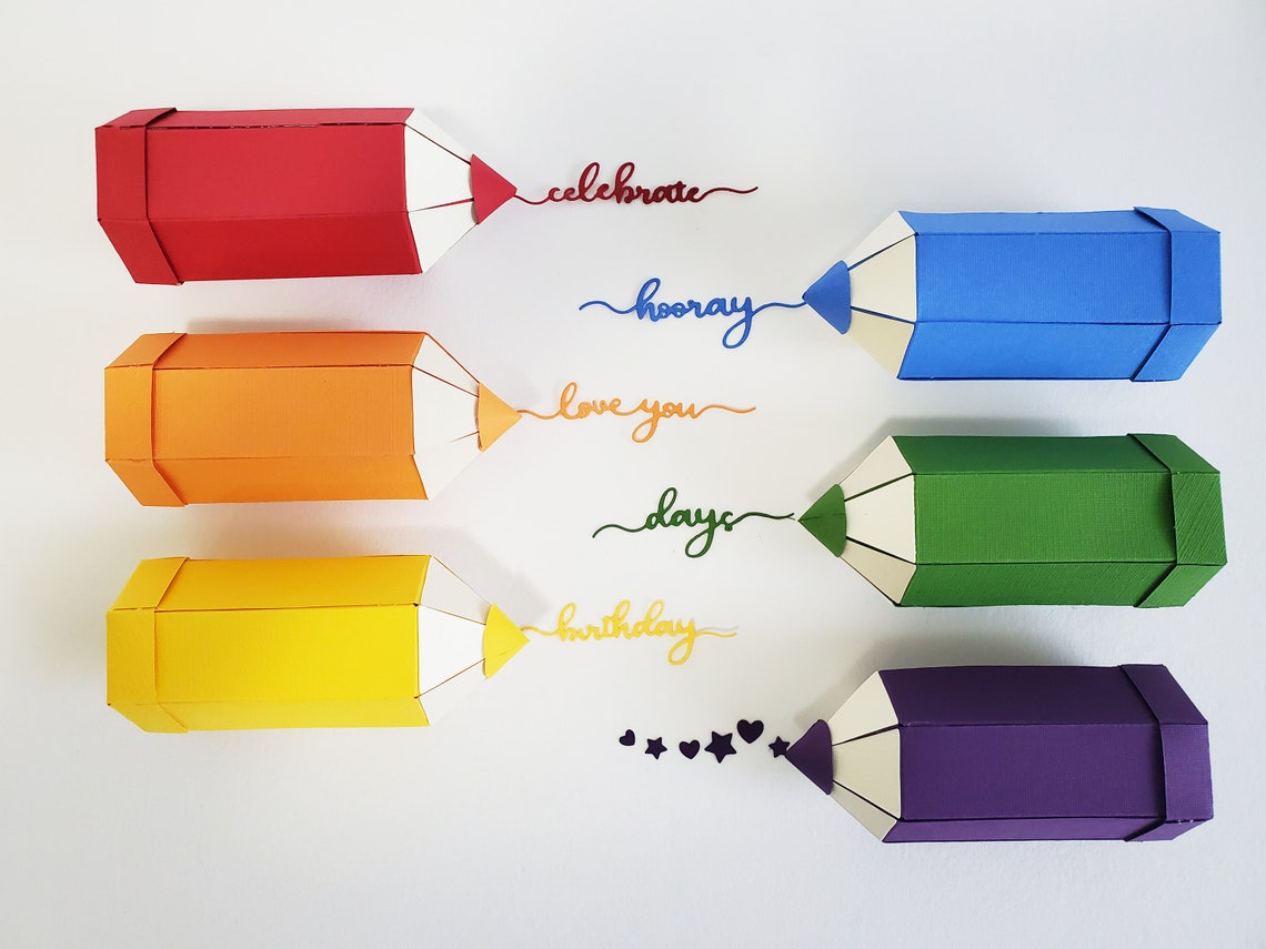 Large Colored Paper Pencil Boxes | Party Favors | Gift Box – Set of 6 ...