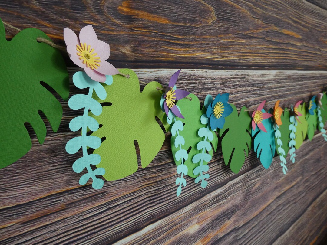 Tropical Leaves and Flowers Garland | Banner - Etsy
