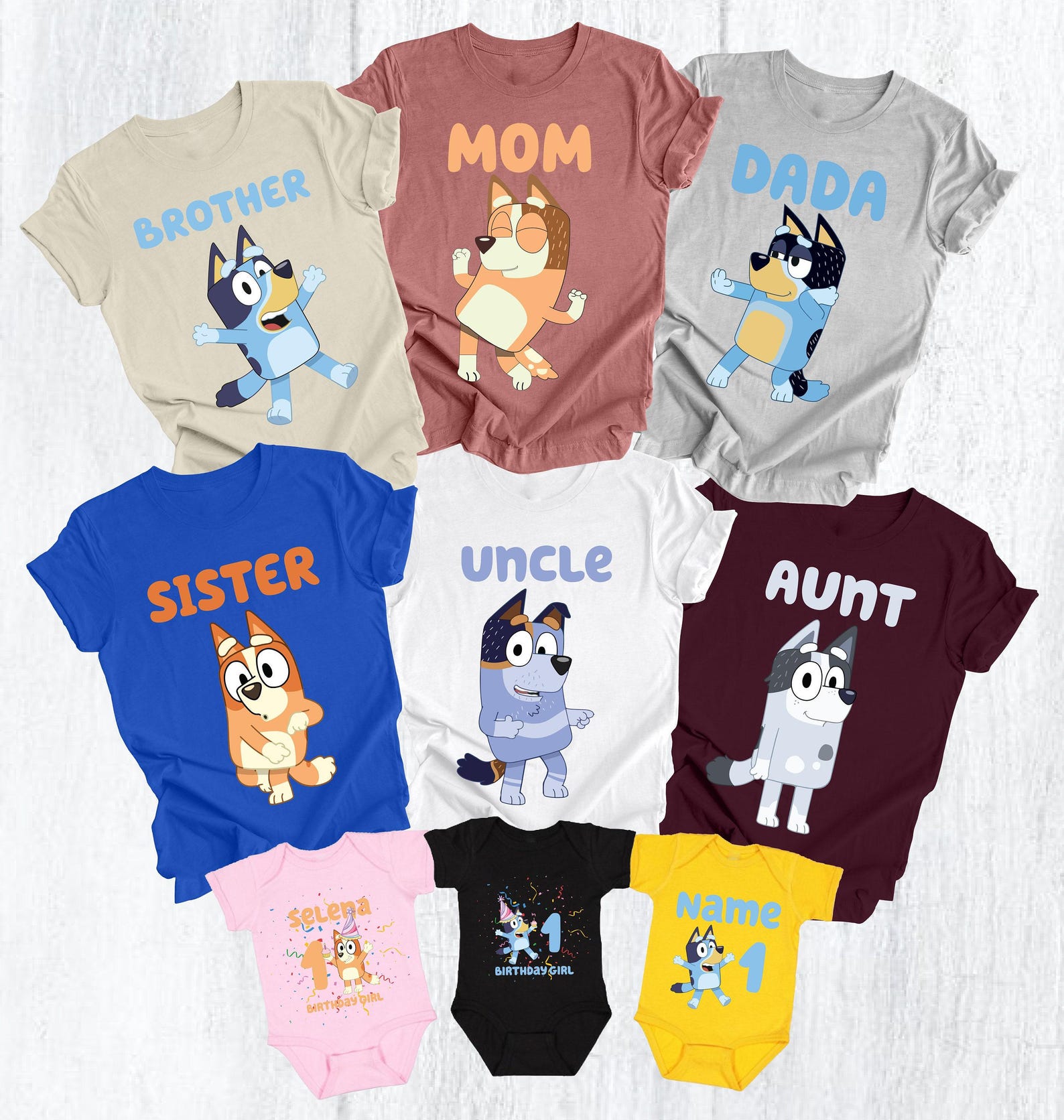 Personalized Bluey Family Matching Shirts, Custom Bluey Bingo T-shirts ...