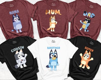 Personalized Bluey Family Matching Shirts, Custom Bluey Bingo T-shirts ...
