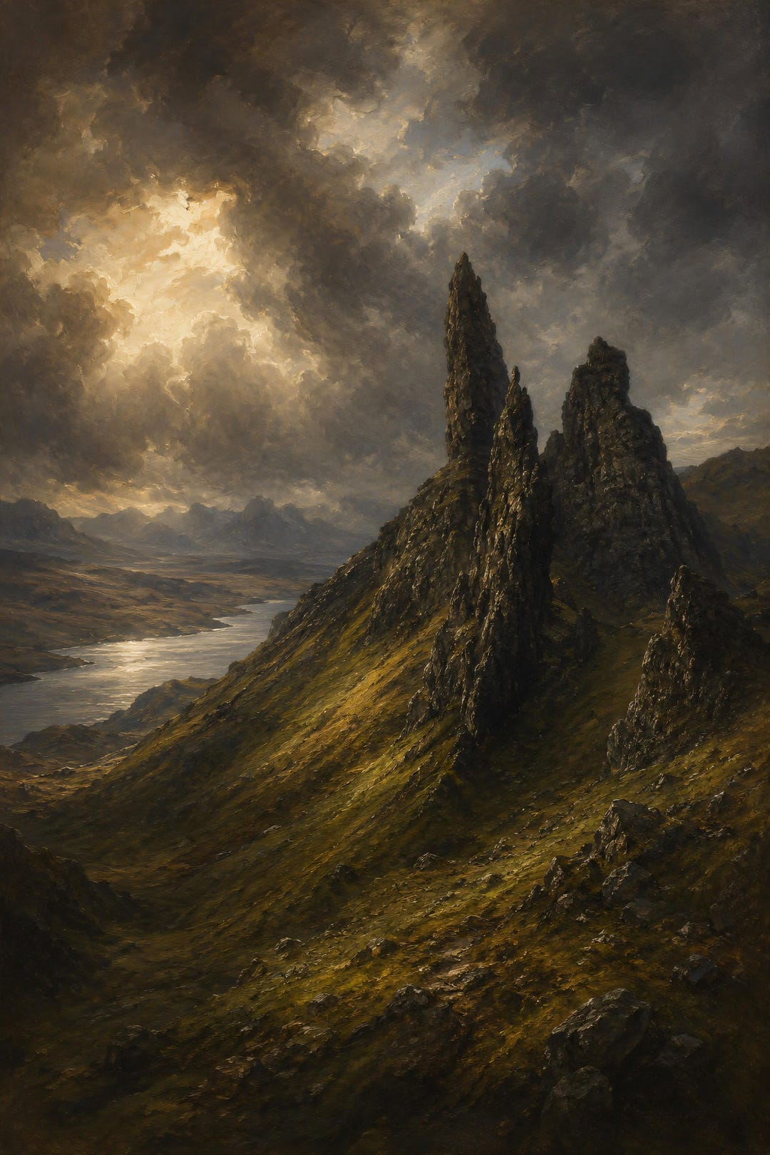 The Old Man of Storr Print | Moody Isle of Skye Wall Art | Antique Oil ...