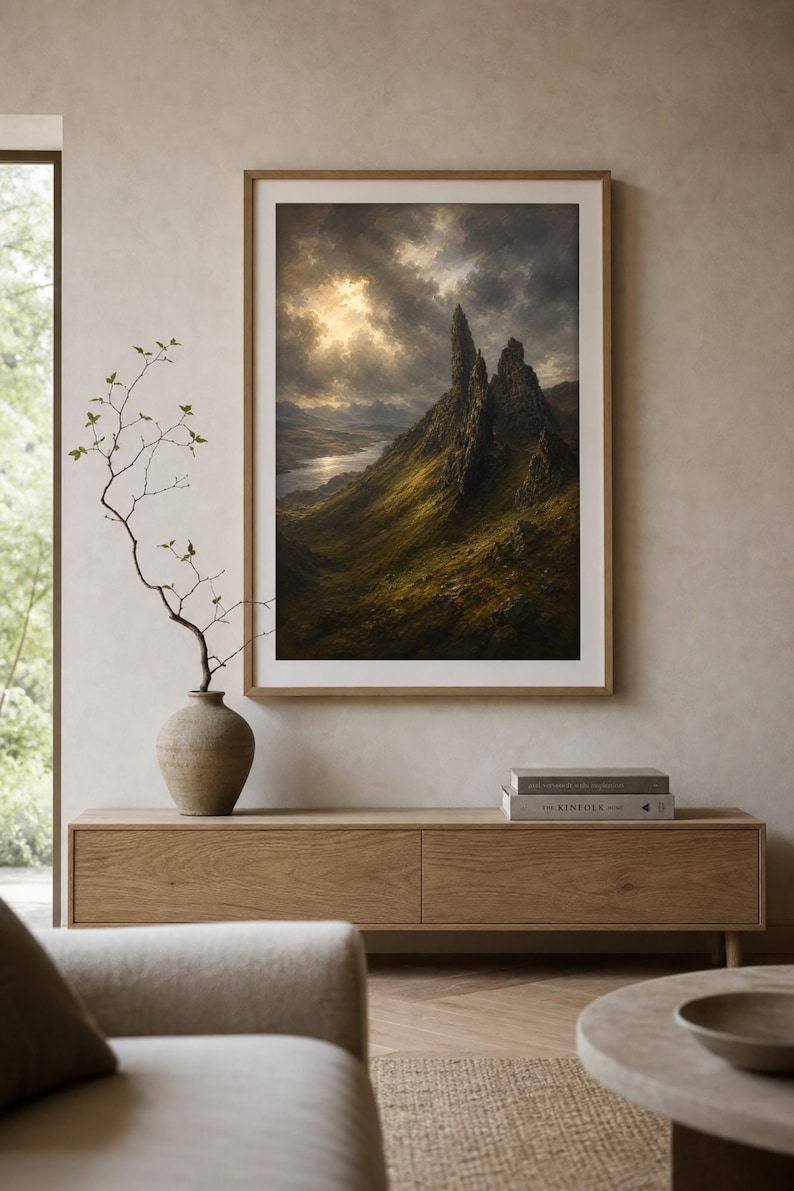 The Old Man of Storr Print | Moody Isle of Skye Wall Art | Antique Oil ...