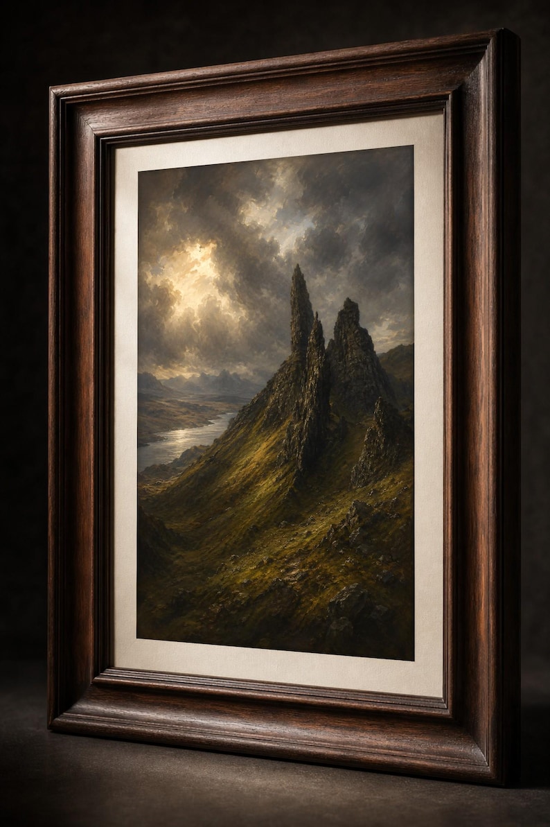 The Old Man of Storr Print | Moody Isle of Skye Wall Art | Antique Oil ...