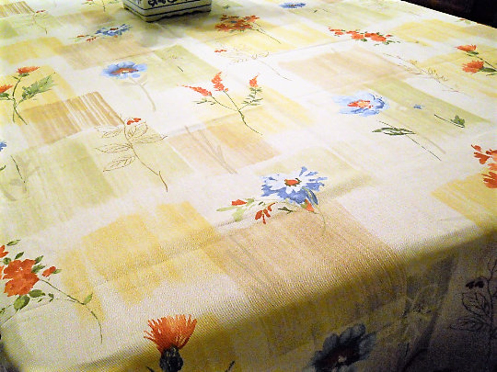 Table Linen, Yellow Floral Table Cloth, Spring Table Cloth, Banquet, 52 ...