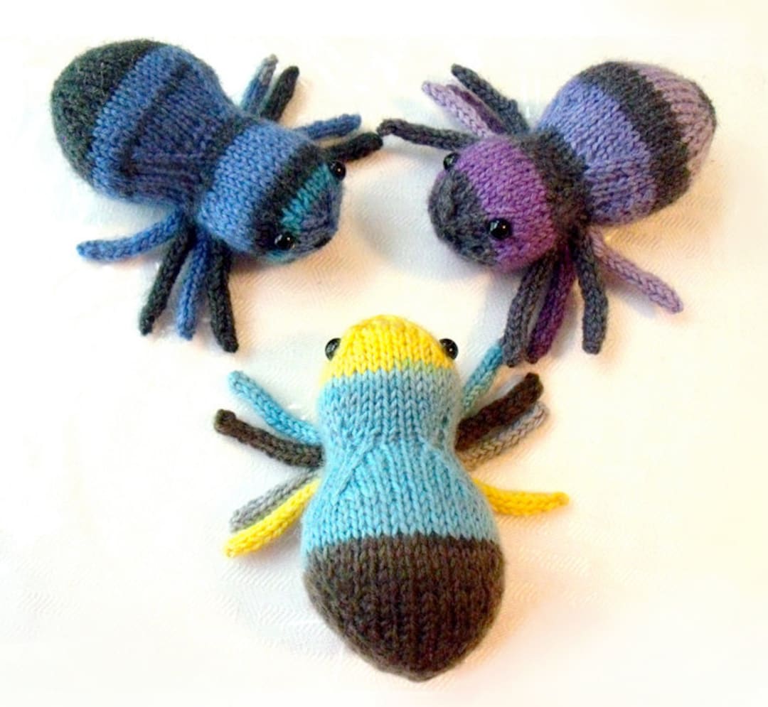 Stripy Sock Yarn Spider | Hand Knit Toy | Knitting Pattern - Etsy