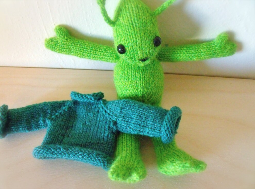 Little Green Alien With Pullover Knitted Toy | Alien Amigurumi ...
