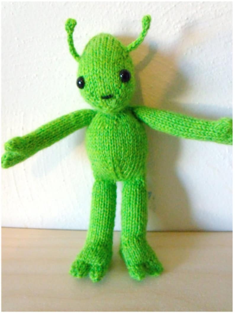Little Green Alien With Pullover Knitted Toy | Alien Amigurumi ...