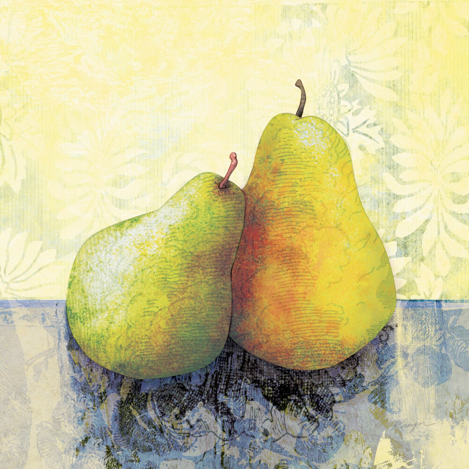 Two Pears Print Wall Art DOWNLOADABLE Fine Art Print Etsy