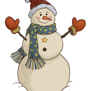 Holiday Snowman Country Style Clip Art Illustration - Etsy