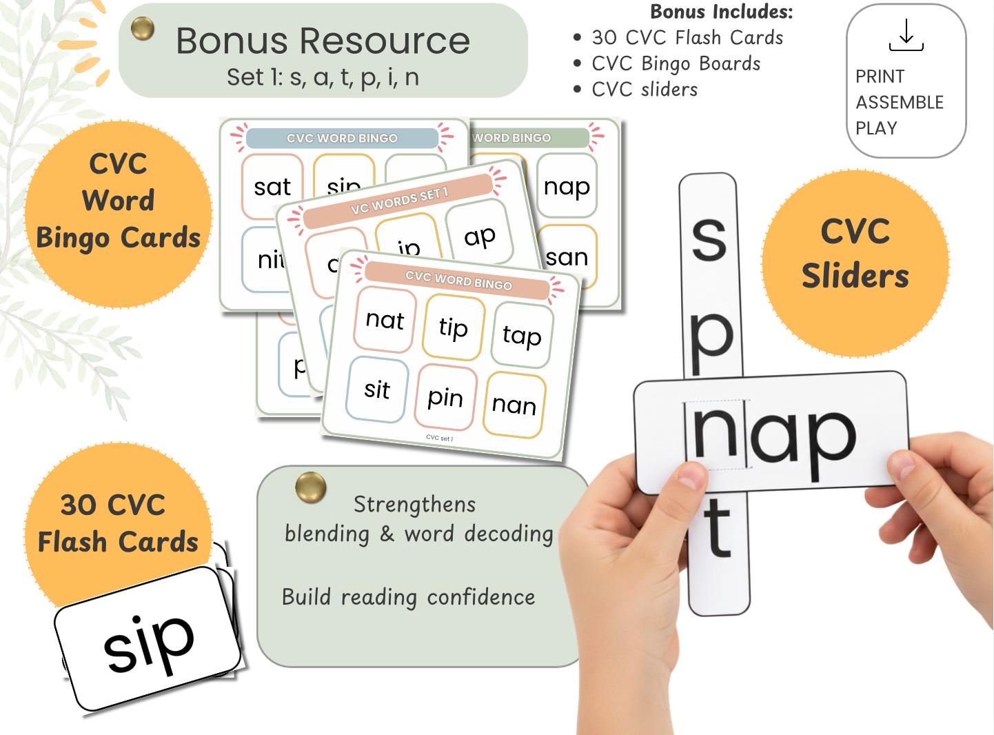 Phonics Set 1 Printable – CVC Word Wheels and CVC Sliders (ages 3-5) - Etsy