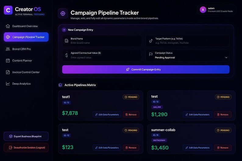 Creator OS Dashboard Template | Creator CRM Analytics Dashboard | Dark ...