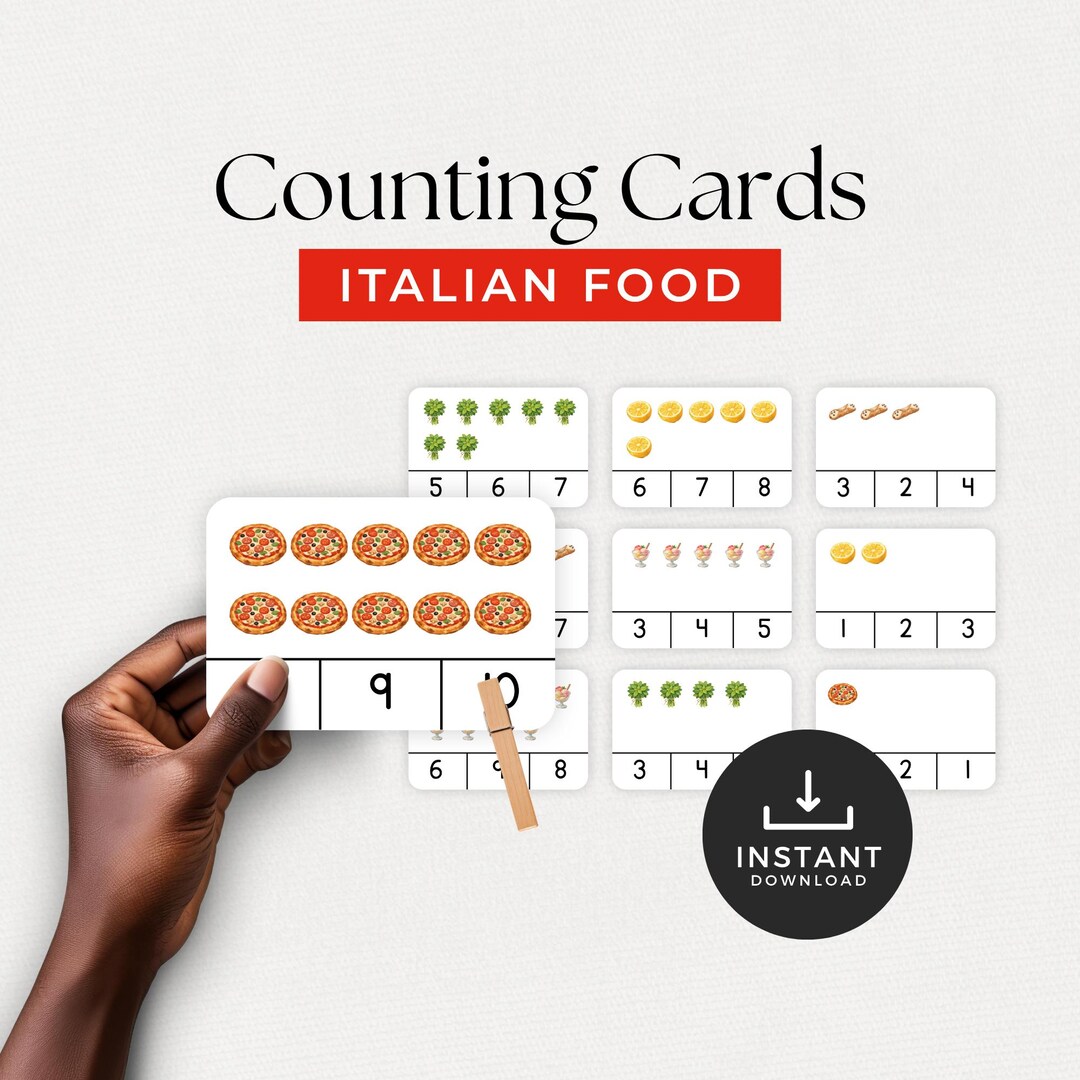 Italian Food Counting Clip Cards 1-10 | Preschool Math Activity ...