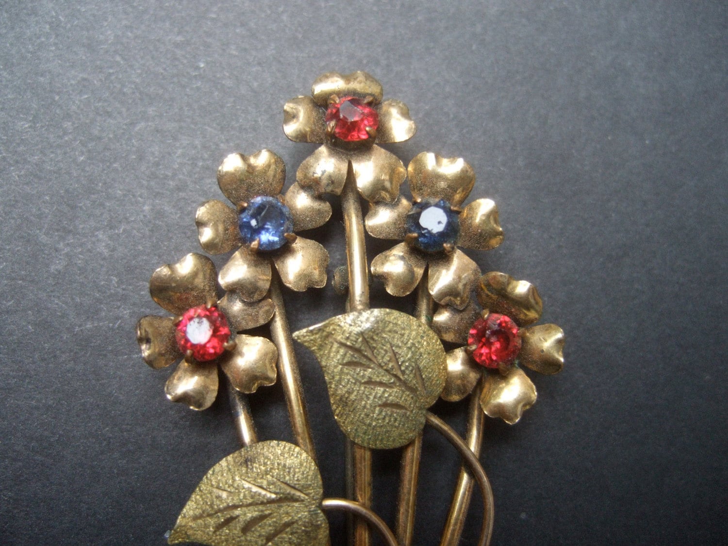 Elegant Crystal Gilt Metal Flower Brooch C 1950 - Etsy