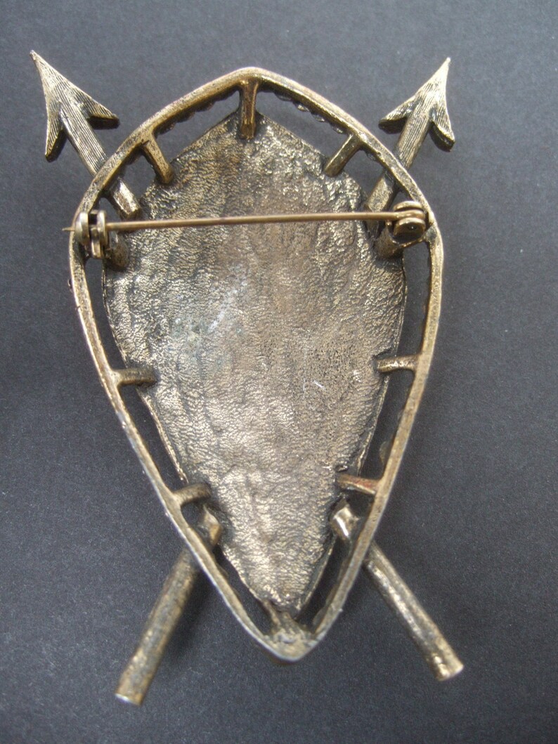 Large Gilt Metal Shield Brooch C 1960 - Etsy