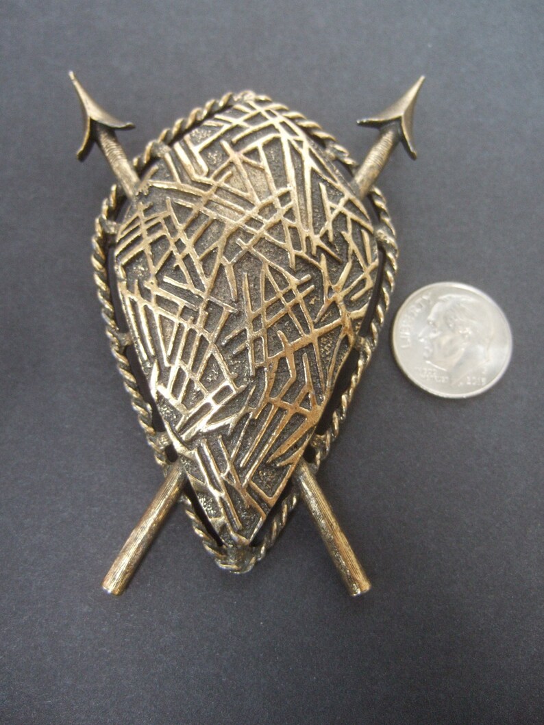 Large Gilt Metal Shield Brooch C 1960 - Etsy